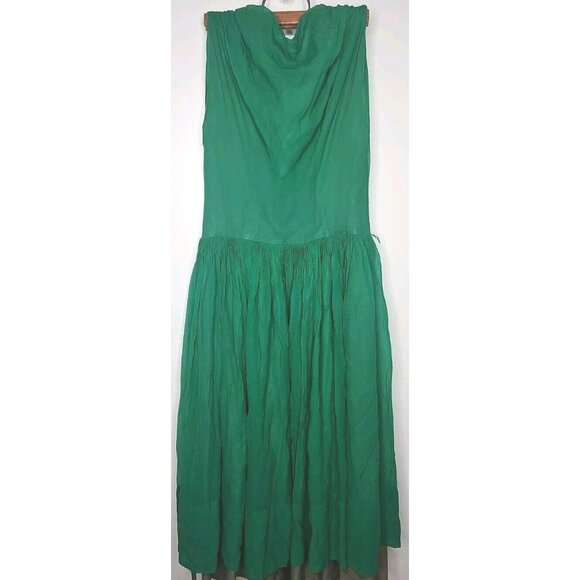 Handmade | Dresses | Vintage Handmade 5s Emerald Green Silk Fit Flare ...